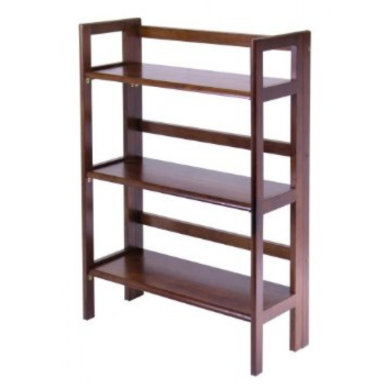 DeluxeComfort.com 3 Shelf Stackable Folding Bookcase - Walnut DeluxeComfort.com 3 Shelf Stackable Folding Bookcase - Walnut