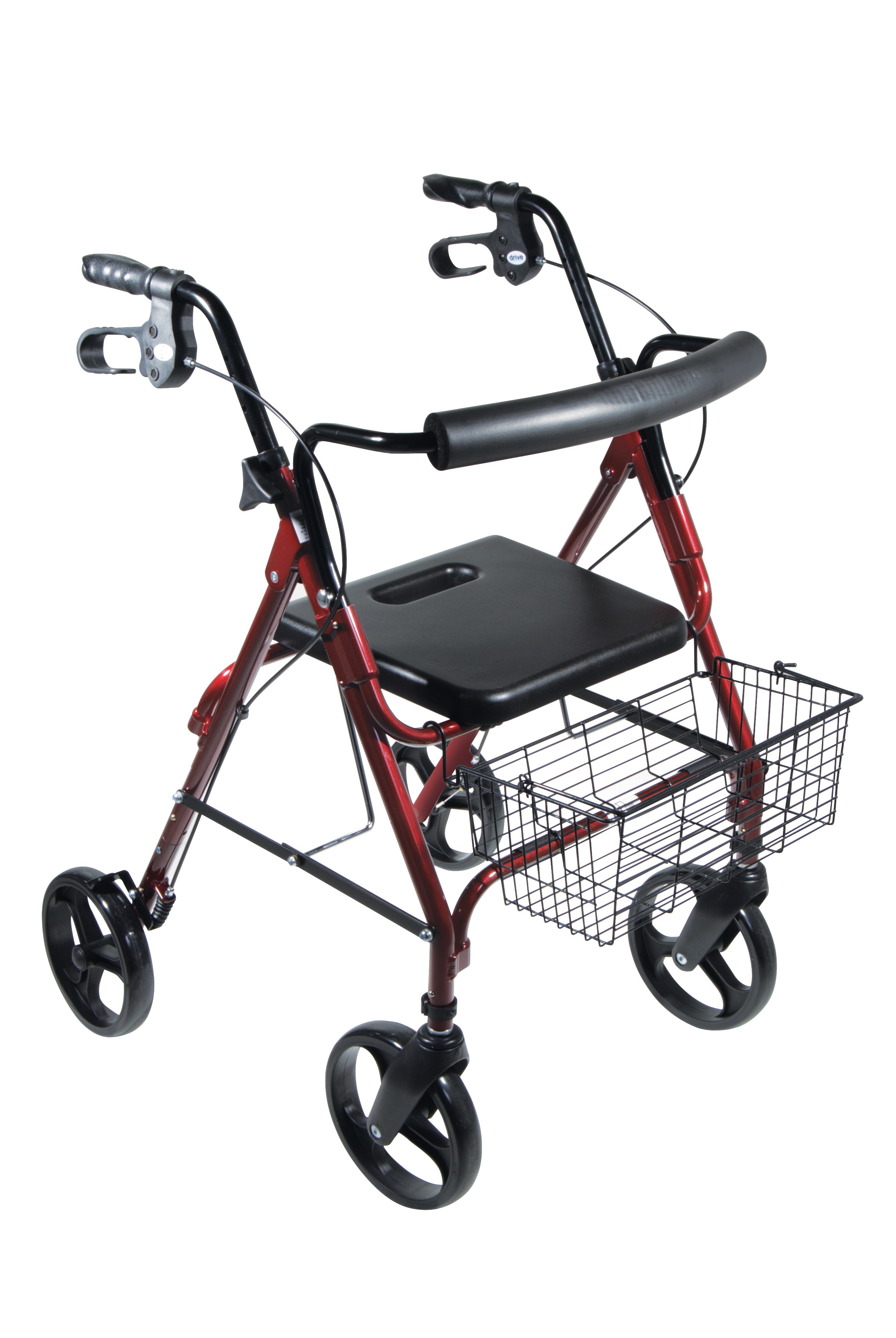 DeluxeComfort.com DLite Red Rollator Walker with 8" Wheels and Loop Brakes